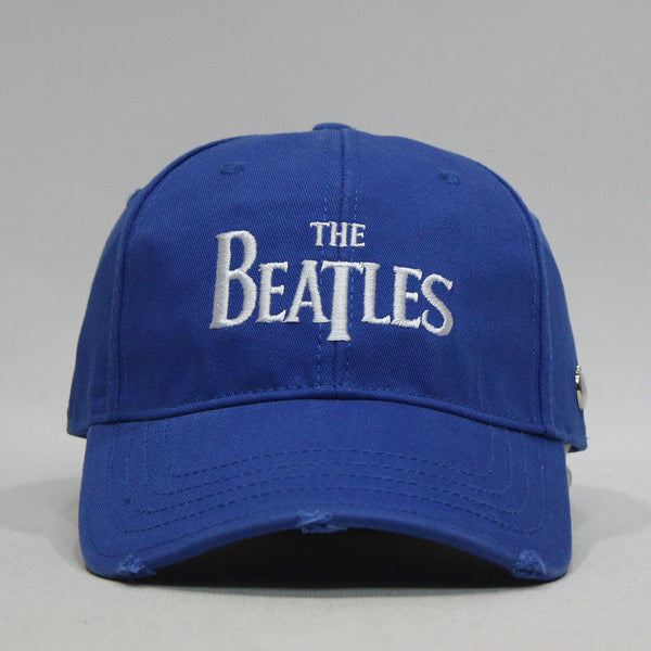 The Beatles Classic Drop T Logo Distressed Adjustable Baseball Cap Roy ...