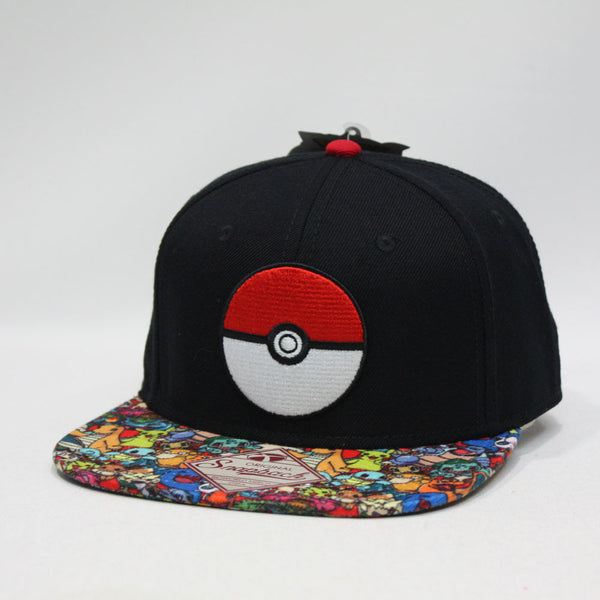 Pokemon Embroidered Pokeball with Sublimated Flat Bill Snapback Baseba ...